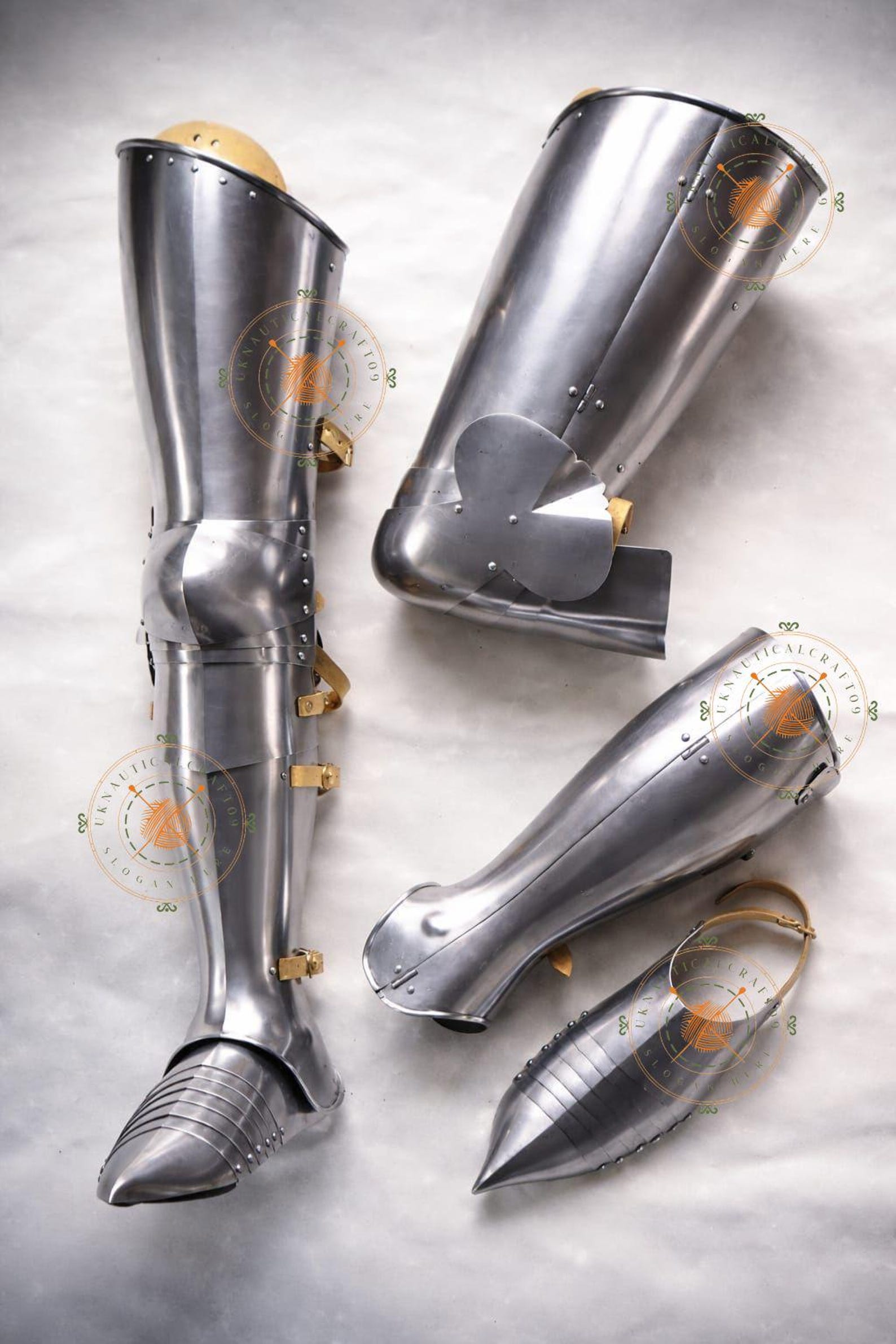 Medieval Gothic Steel Knight Leg Armor Greaves Sabatons Wearable ...
