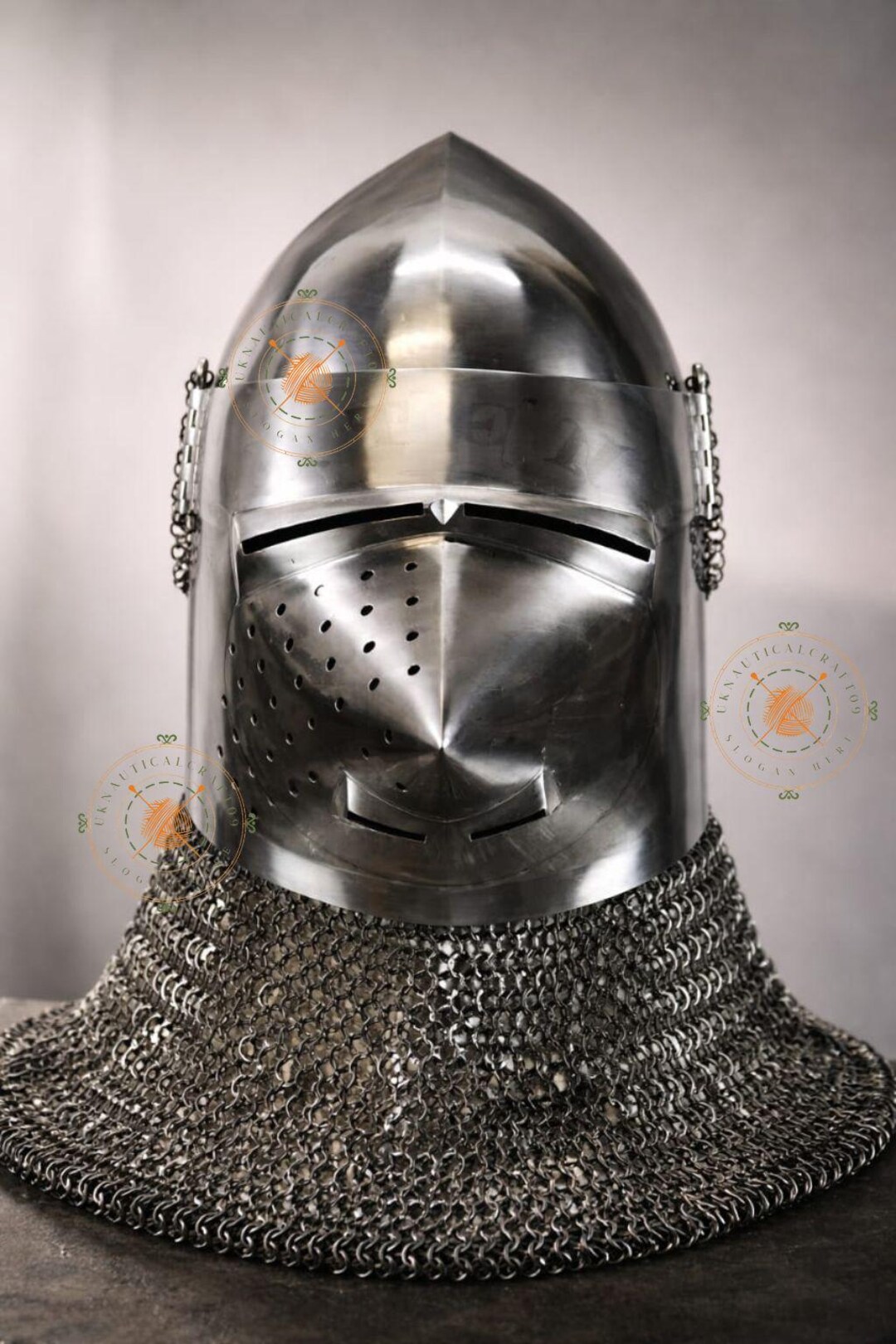Sliver Steel Medieval Pig Face Bascinet Helmet Hand Made Halloween Gift ...