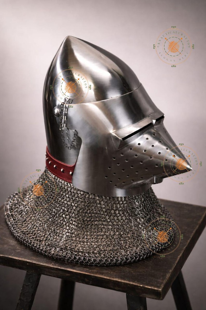 Sliver Steel Medieval Pig Face Bascinet Helmet Hand Made Halloween Gift ...