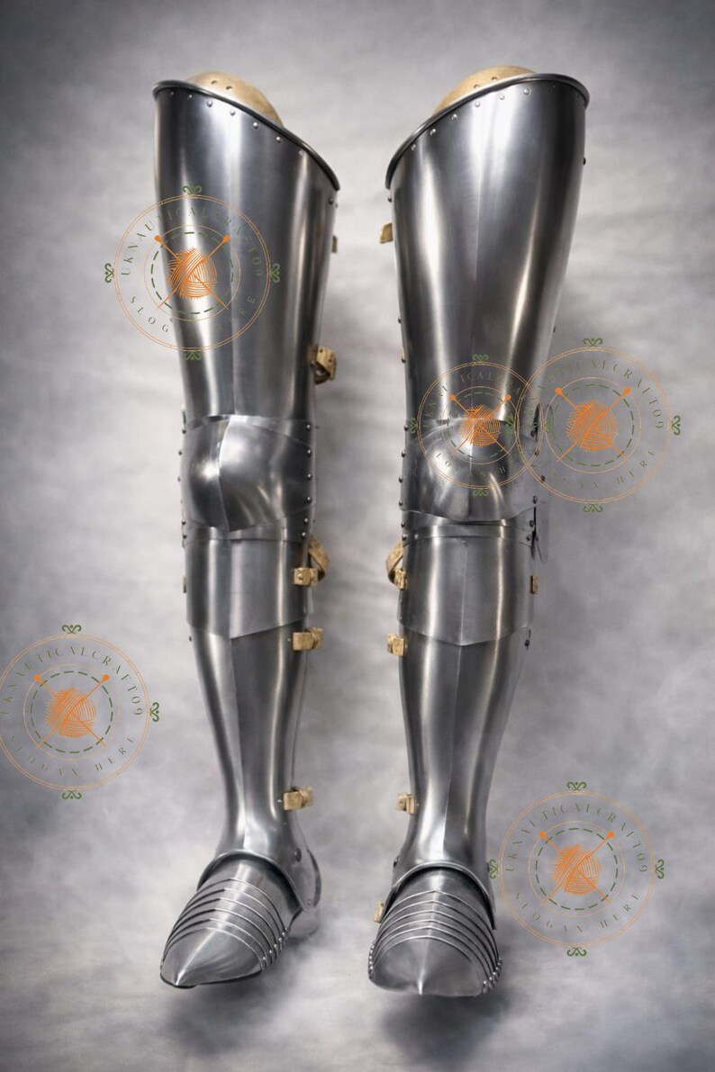 Medieval Gothic Steel Knight Leg Armor Greaves Sabatons Wearable ...