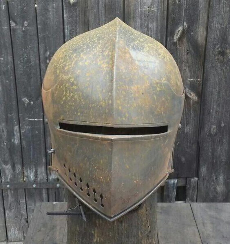 Knight Sallet Helmet – Functional Medieval Steel Armor With Old Rust ...