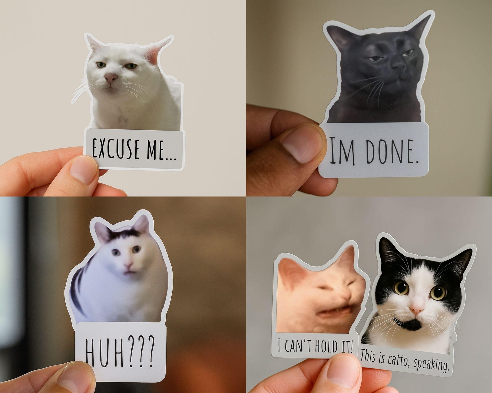 Funny Cat Meme Stickers PNG – Hilarious Digital Clipart for Laptops ...