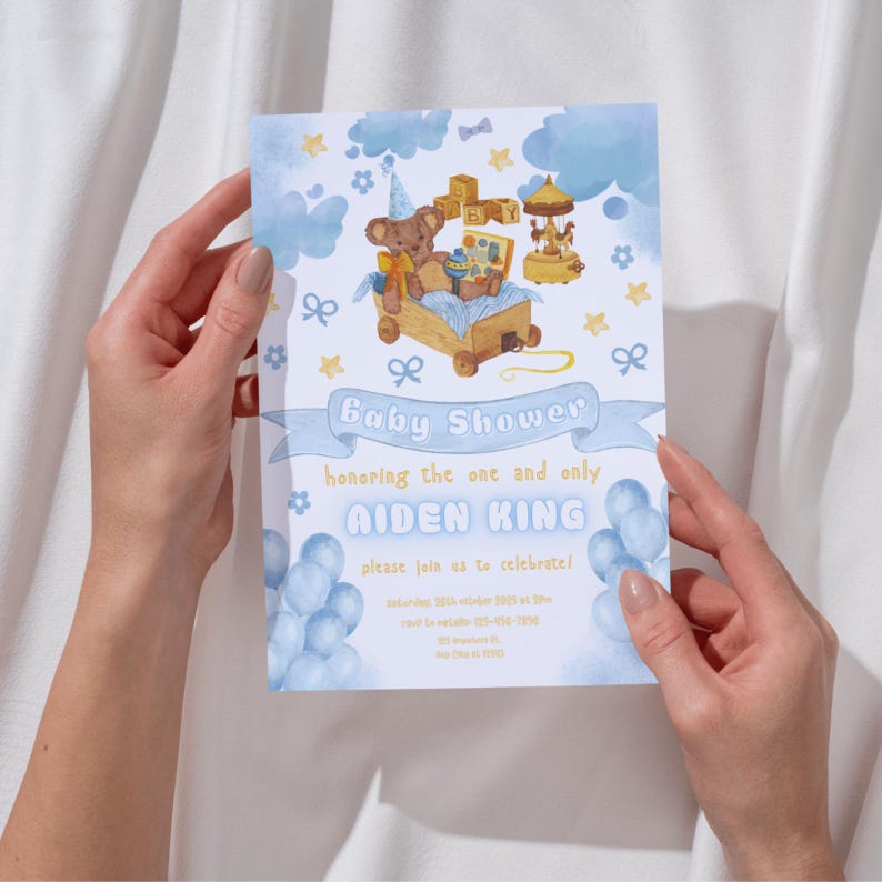 Editable Baby Shower Invitation Template | Boy & Girl Canva Invite ...