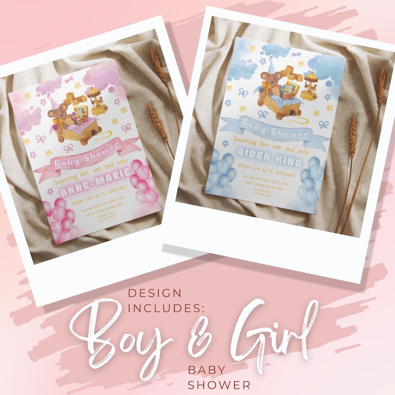 Editable Baby Shower Invitation Template | Boy & Girl Canva Invite ...