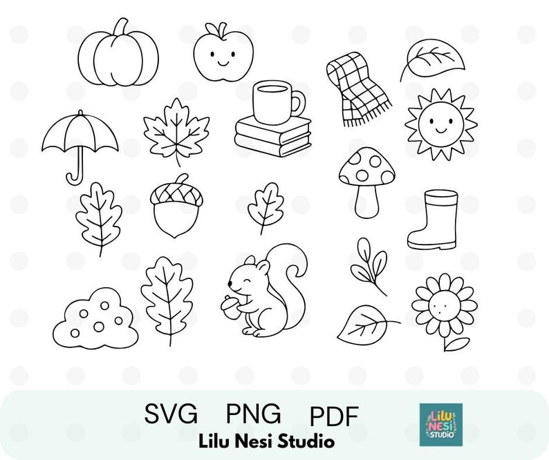 Autumn Elements Clipart Bundle – 19 Fall Leaves, Acorns, Pumpkins ...