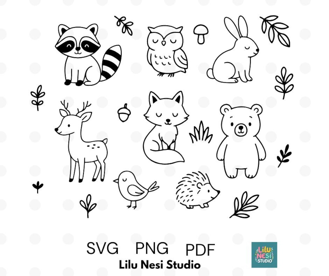 Woodland Animal Clipart Bundle – 8 Cute Forest Animals SVG PNG PDF ...