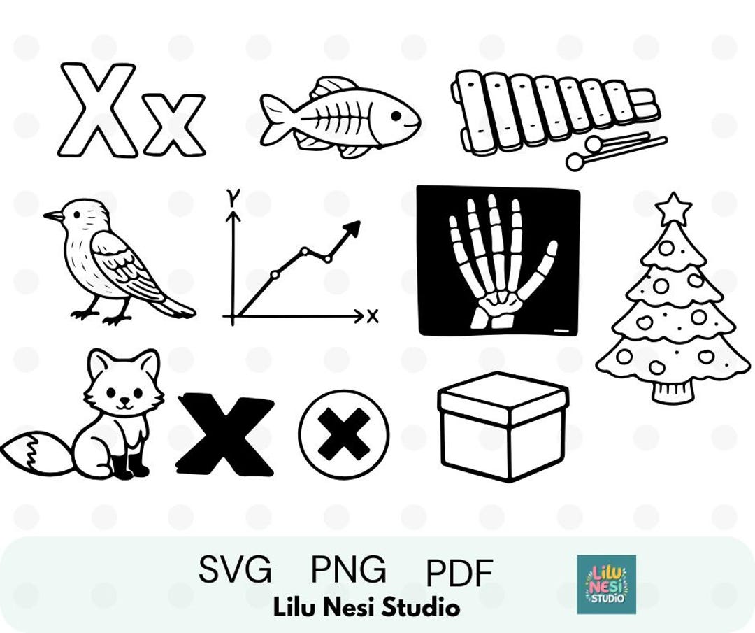 Letter X Alphabet Clipart | Xx Line Art Illustrations | Preschool ...