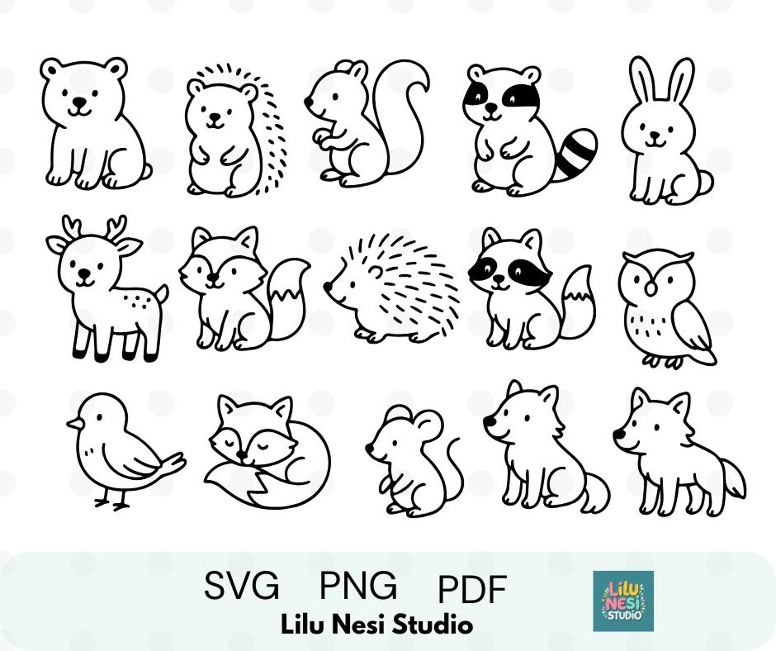 Woodland Animal Clipart Set – 15 Woodland Animals PNG SVG PDF | Cute ...