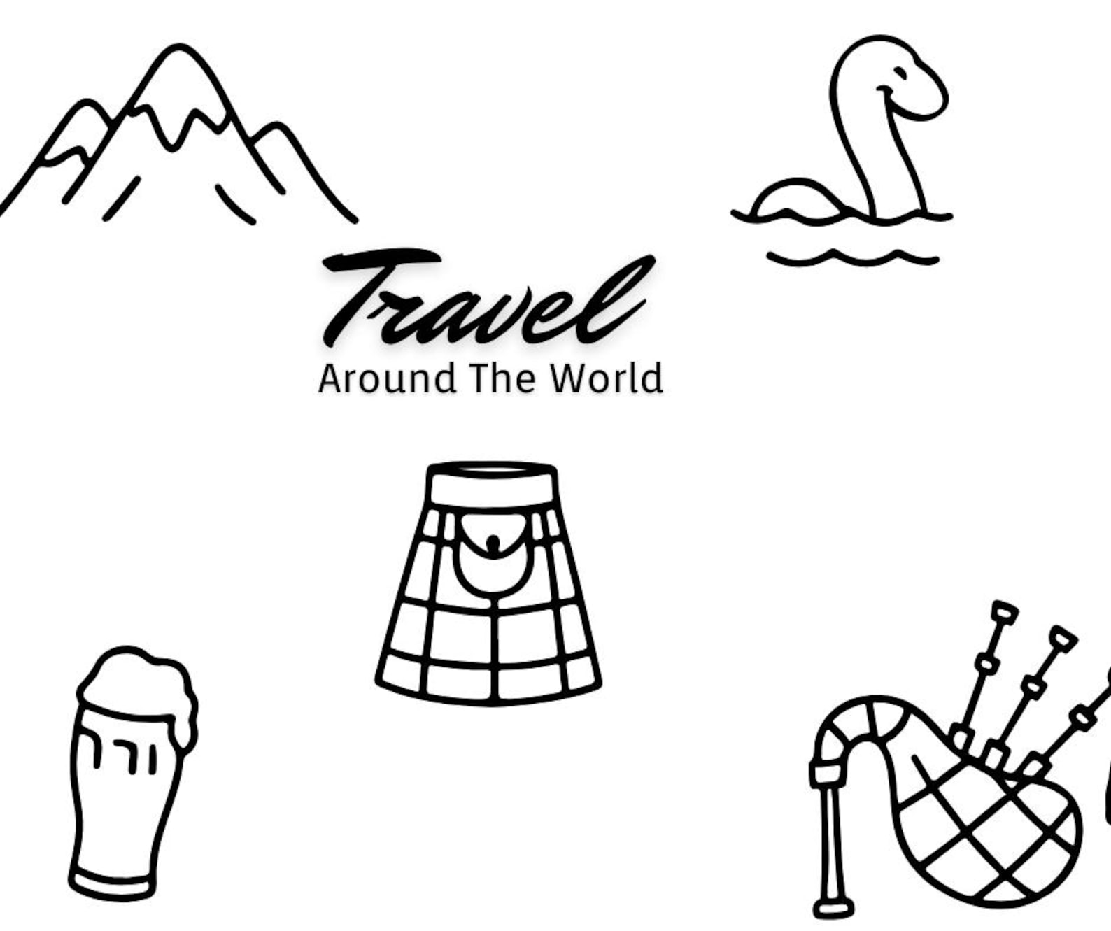 Scotland Clipart Set | Scottish Doodles PNG | Highland Cow, Bagpipes ...