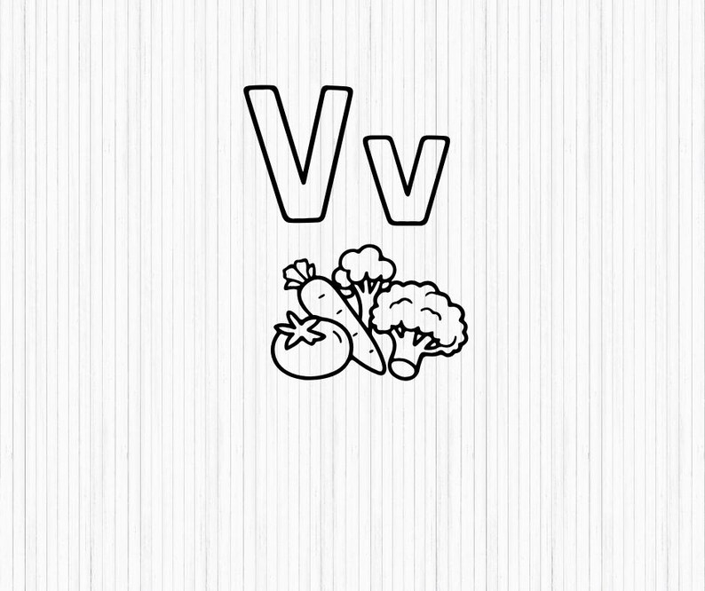 Letter V Alphabet Clipart | Vv Line Art Illustrations | Preschool ...