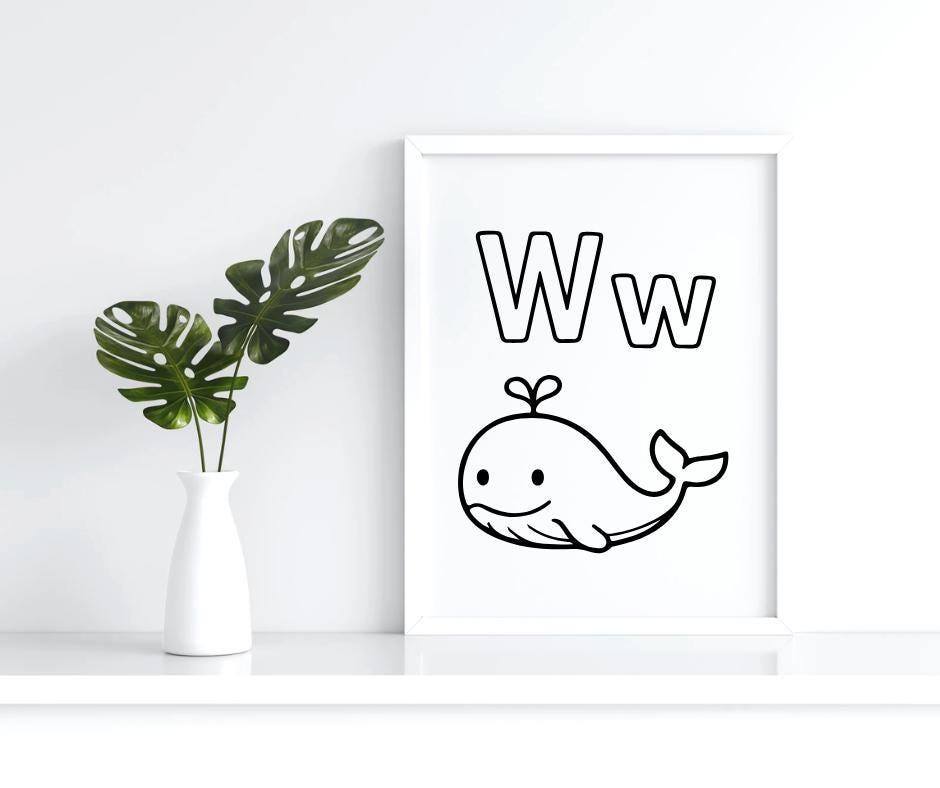 Letter W Alphabet Clipart | Ww Line Art Illustrations | Preschool ...