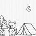 Vector Drawing of Cute Cartoon Camping Animals - Minimalist Camping ...