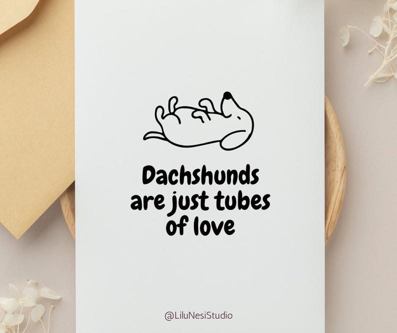 12 Dachshund Doodle Clipart | Black and White Wiener Dog Illustrations ...