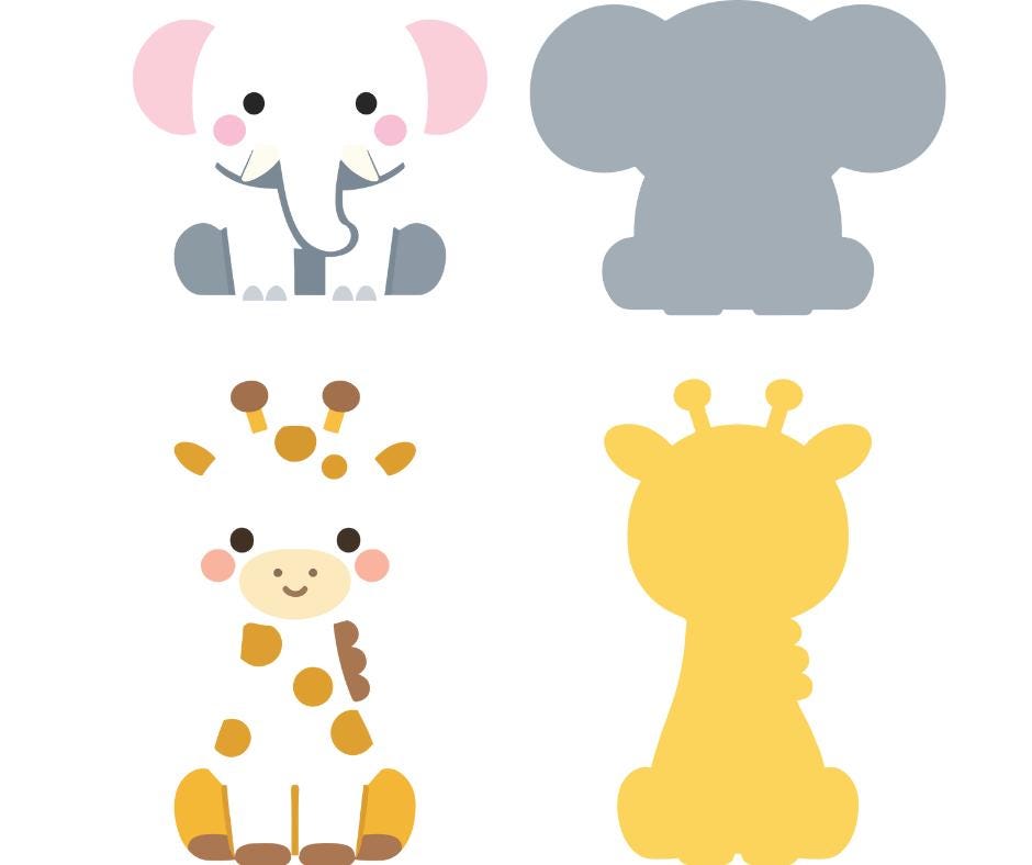 Jungle Animals Clipart Set of 8 Svg Bundle | Layered Cute Nursery ...
