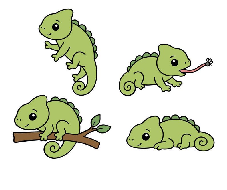 Cute Layered Chameleon SVG Bundle, Baby Chameleon Clipart, Chameleon ...