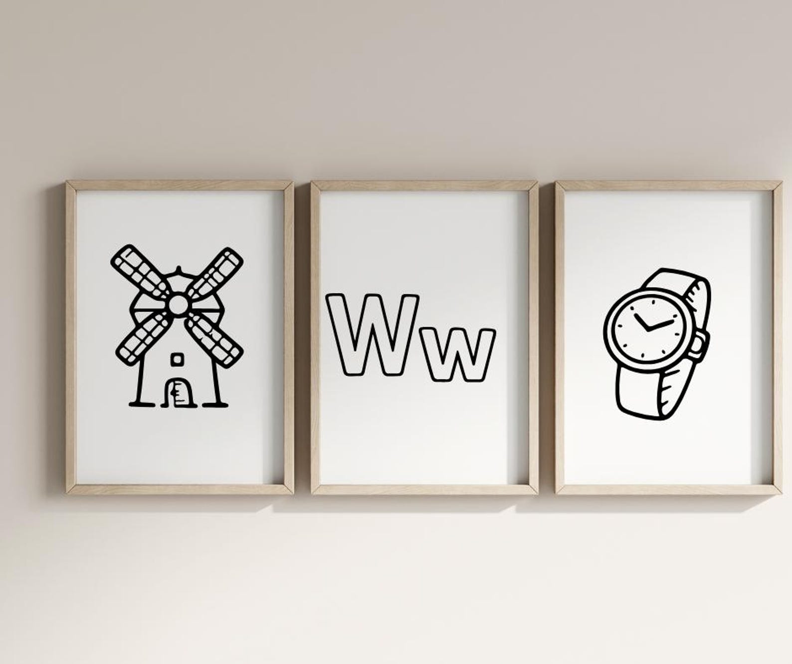 Letter W Alphabet Clipart | Ww Line Art Illustrations | Preschool ...