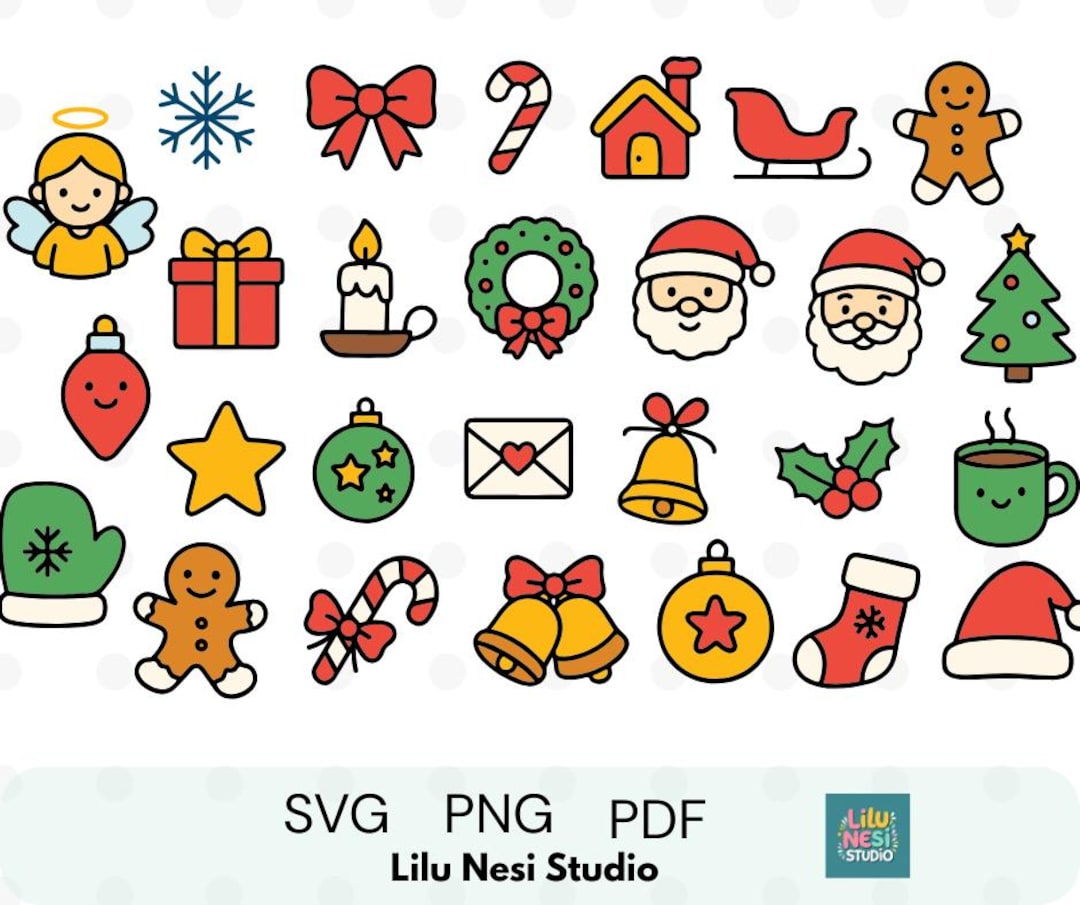 Christmas Icon SVG Bundle – 27 Minimalist Layered Vector Christmas ...