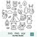 Vector Drawing of Cute Cartoon Camping Animals - Minimalist Camping ...