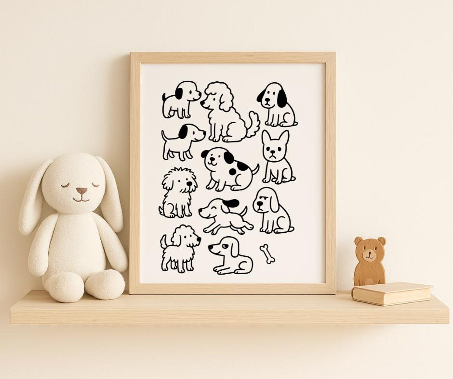 Dogs SVG PNG Set | Cute Dog Clipart | Black and White Line Art | Pet ...