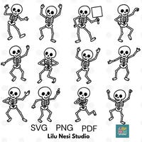 Dancing Skeleton SVG Bundle, Funny Halloween Clipart (digital Download ...