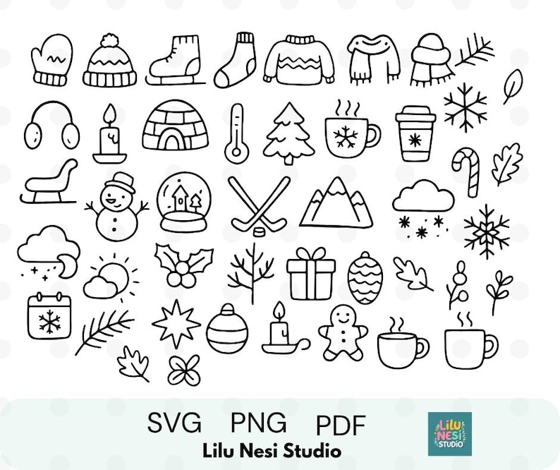 Winter Clipart Bundle – 45 Cozy SVG PNG PDF Elements | Snowflakes ...