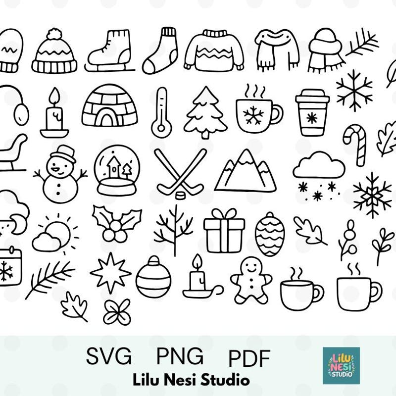 Mittens and Hat Clipart - Etsy
