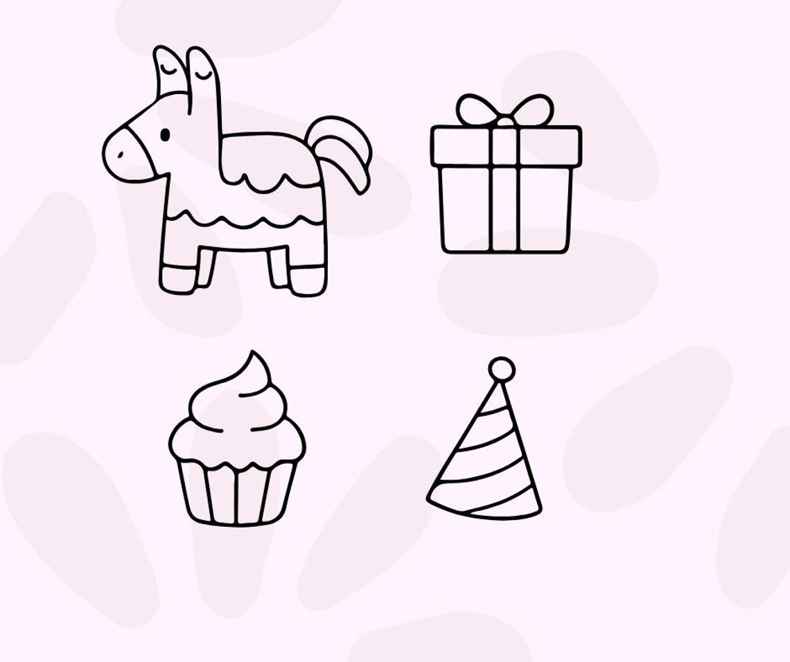 Birthday Party Clipart Bundle | Birthday Doodle| Cute SVG PNG PDF ...