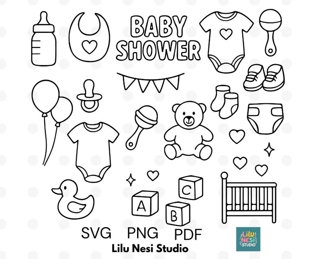 Baby Shower SVG Bundle | Baby Doodles Clipart | Baby Shower Icons ...