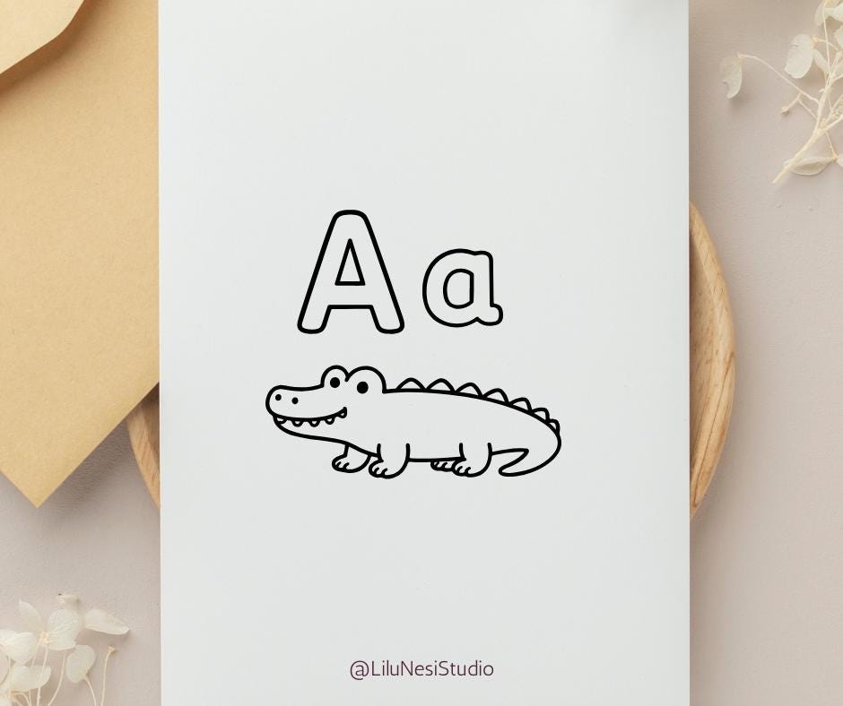 Letter A Alphabet Clipart | Aa Line Art Illustrations | Kids Learning ...