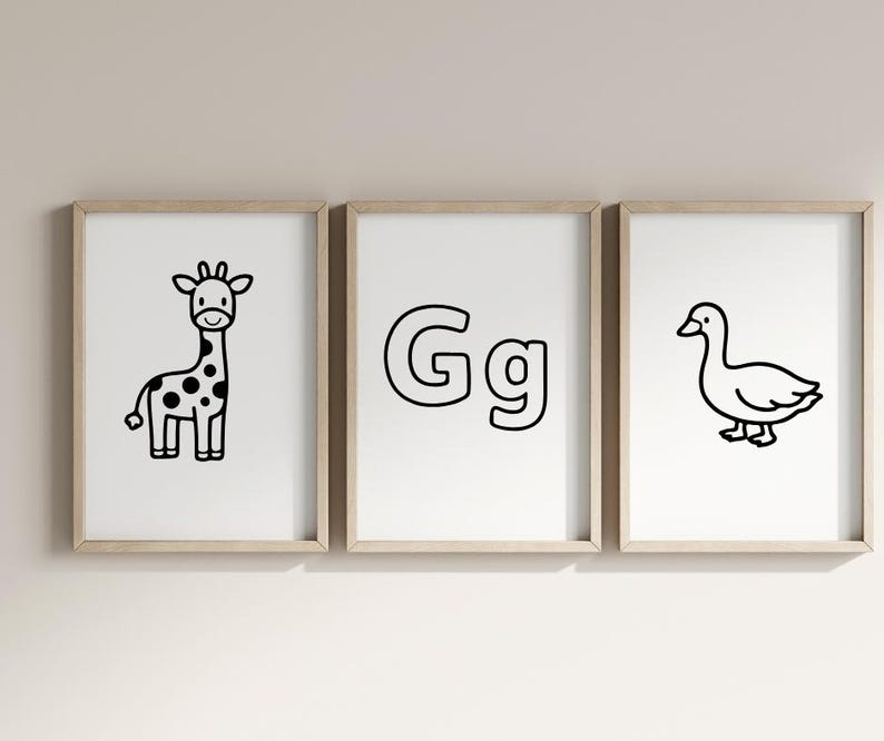 Letter G Alphabet Clipart | Gg Line Art Illustrations | Preschool ...