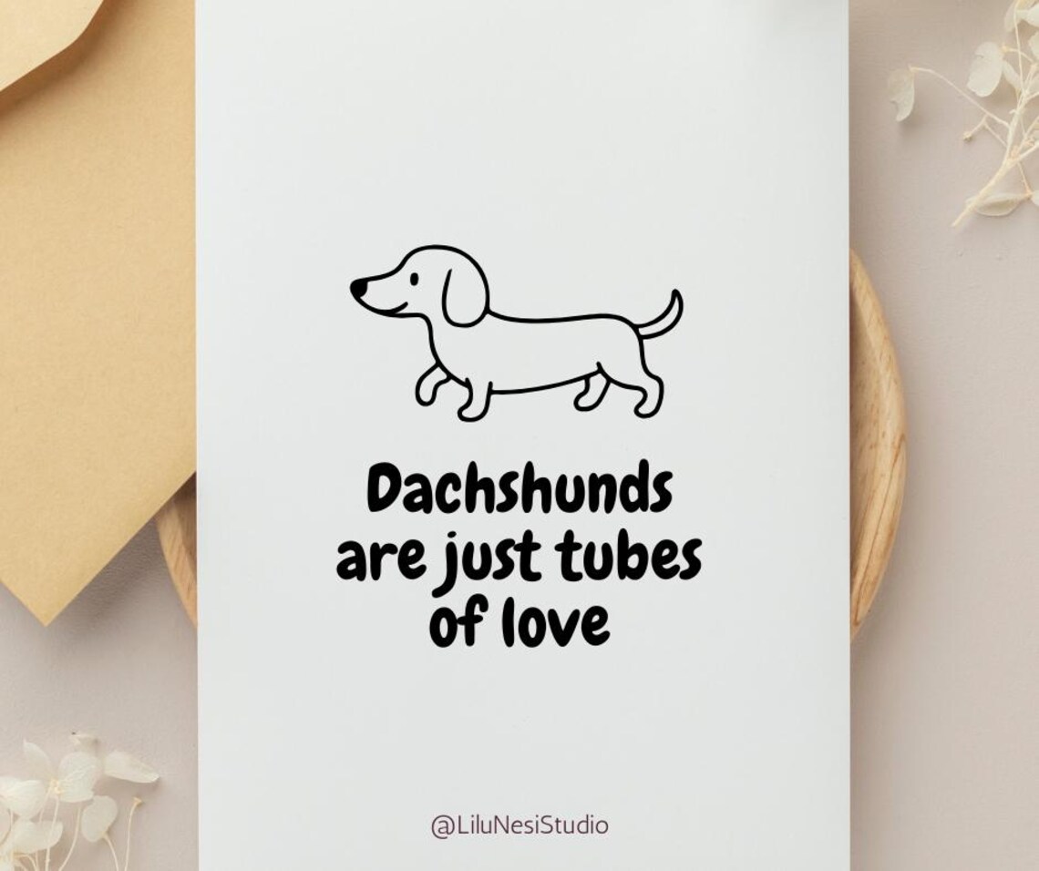 12 Dachshund Doodle Clipart | Black and White Wiener Dog Illustrations ...