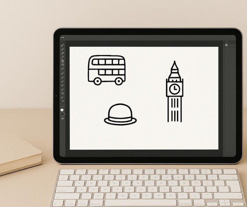 London UK Line Art SVG | England Doodle Clipart, Black and White Travel ...