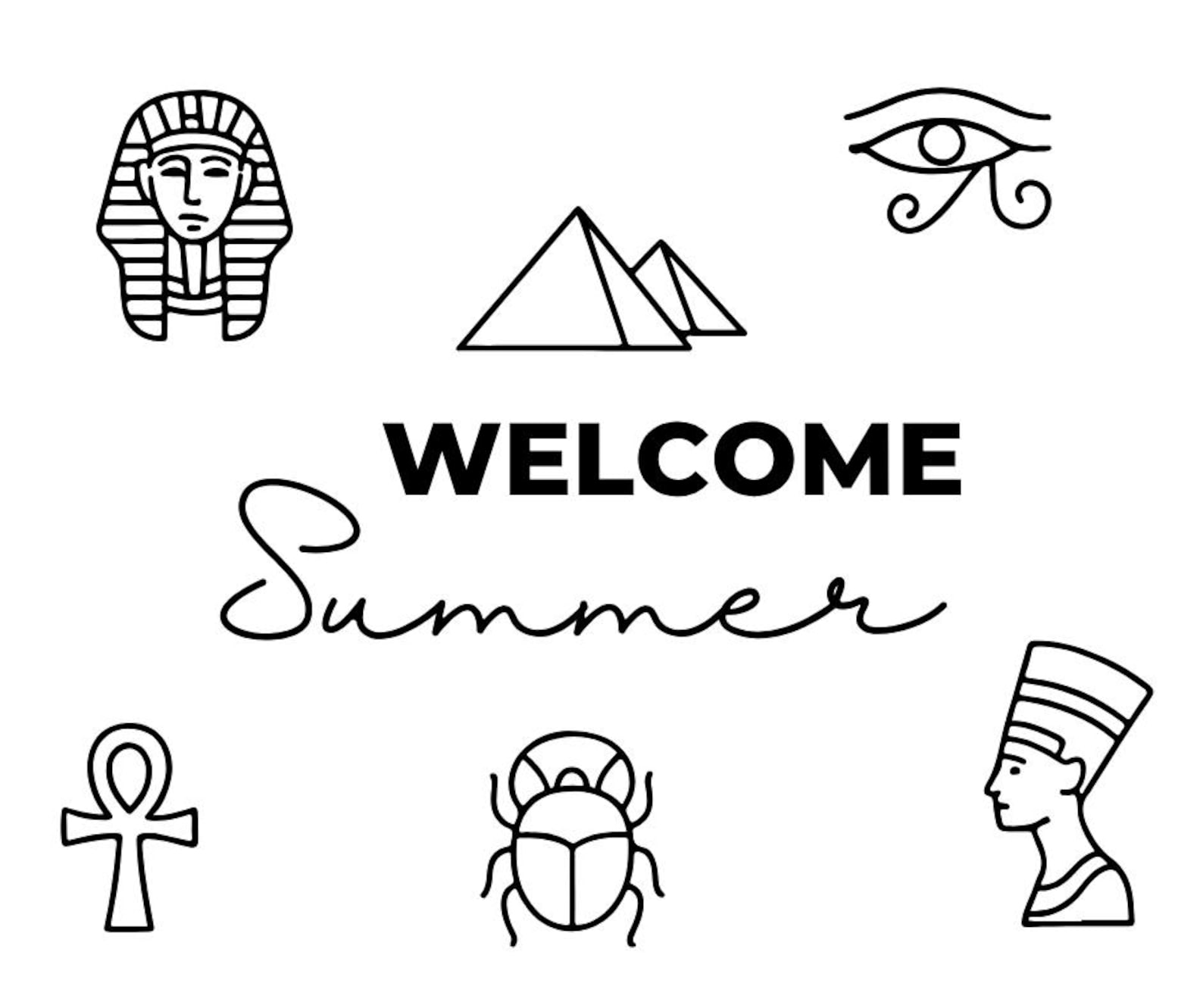 Egypt Clipart Set | Ancient Egypt SVG PNG PDF | Black and White Line ...