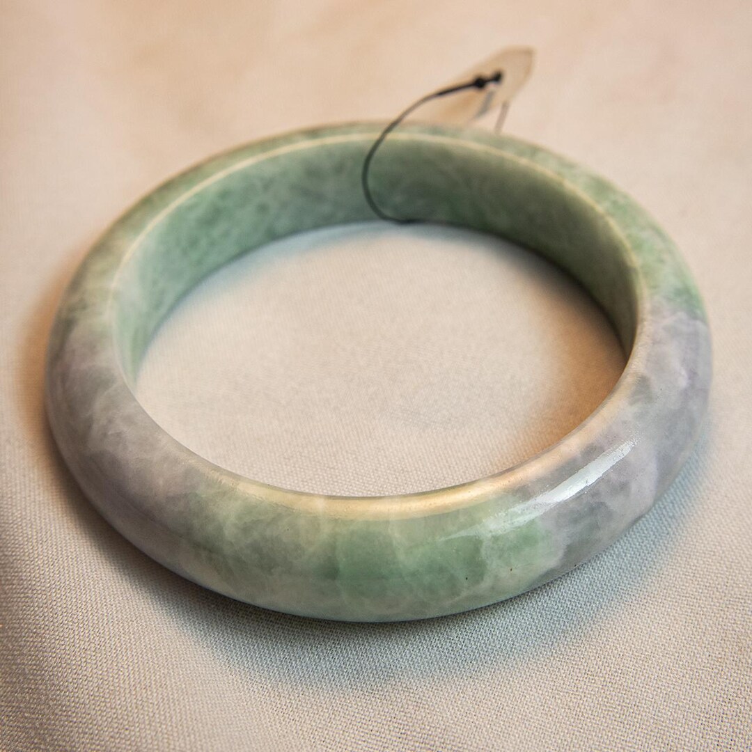 61mm Natural Grade A Burmese Jadeite Jade Bangle – Apple Green With ...