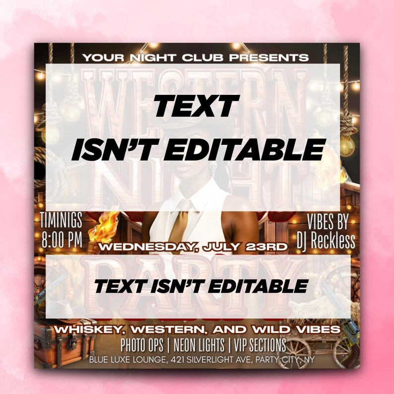 Editable Western Pool Party Flyer: Social Media Canva Template (digital ...