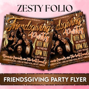 Friendsgiving Flyer Template | Canva Editable | Thanksgiving Party ...