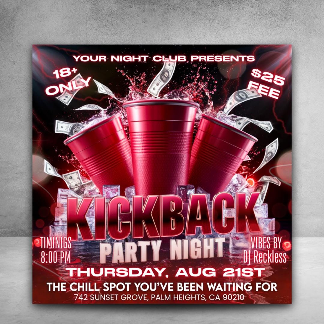 Kickback Party Flyer, Editable Kickback Club Flyer, Club DJ Party ...