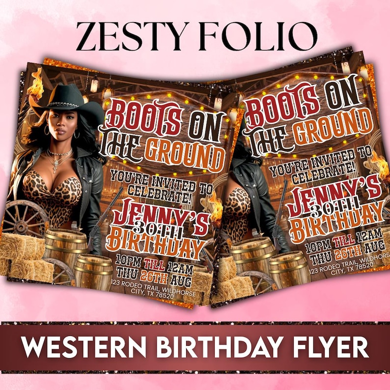 Western Party Flyer, Social Media Pool Party Announcement Editable ...