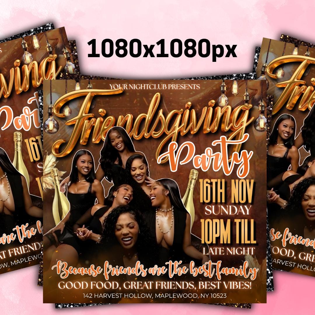 Friendsgiving Flyer Template | Canva Editable | Thanksgiving Party ...