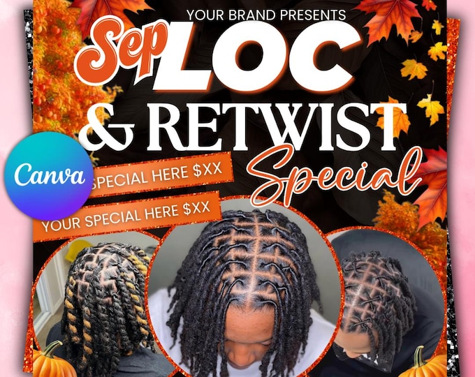 Locs Specials Flyer, DIY Flyer Template Design, Loc and Retwist Flyer ...