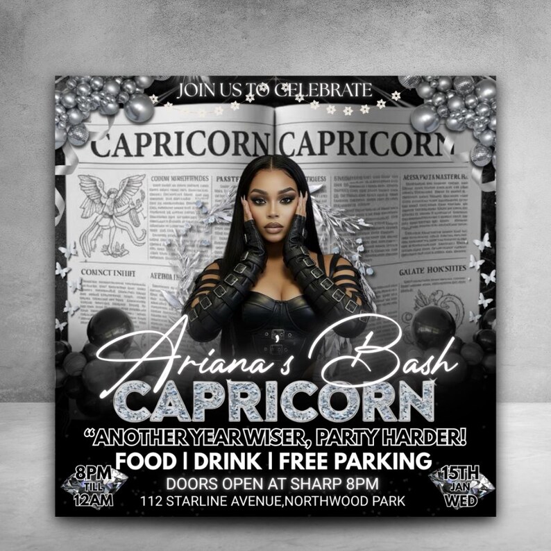 Capricorn Birthday Flyer, Capricorn Nightclub Birthday Flyer, Capricorn ...