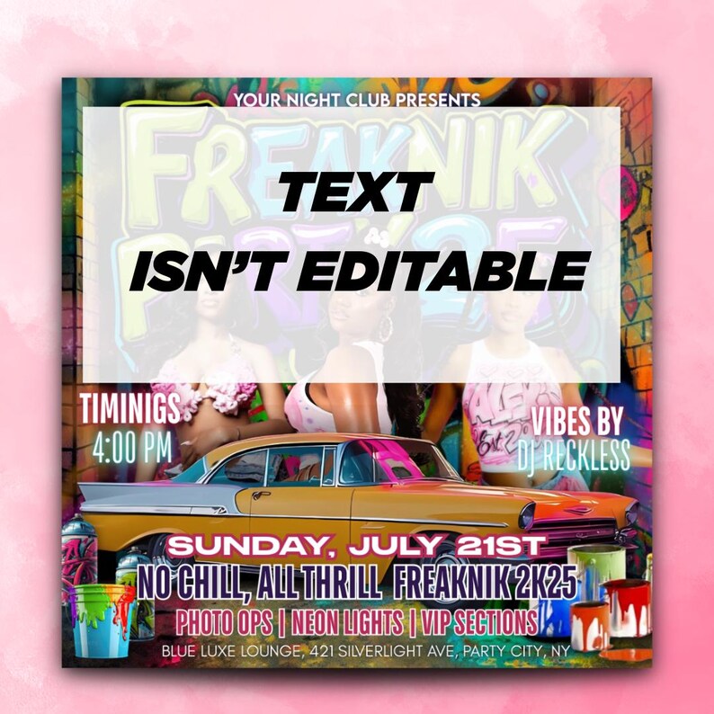 Freaknik Party Flyer Template: Editable Summer Beach Party (digital ...