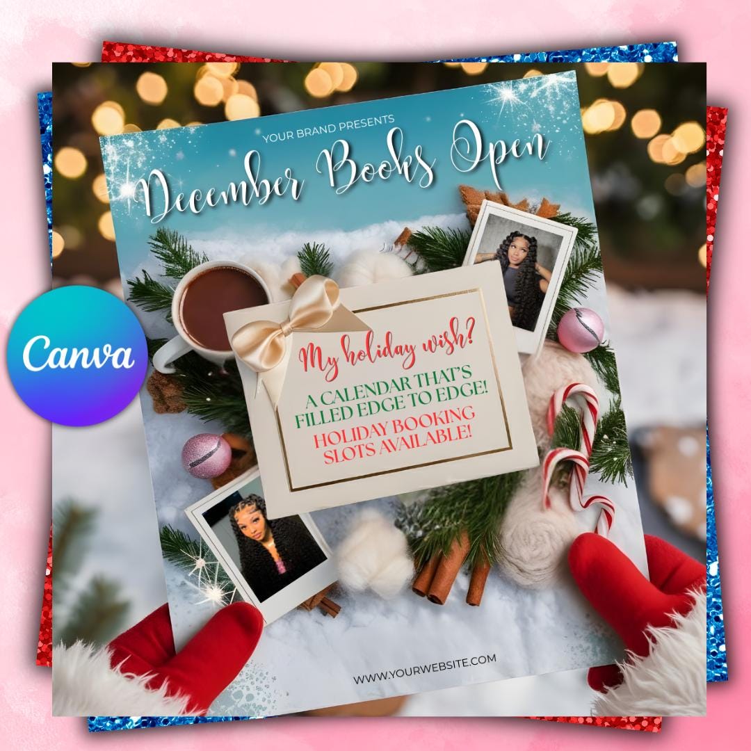 December Booking Flyer Template Editable, Christmas Flyer, Holiday ...