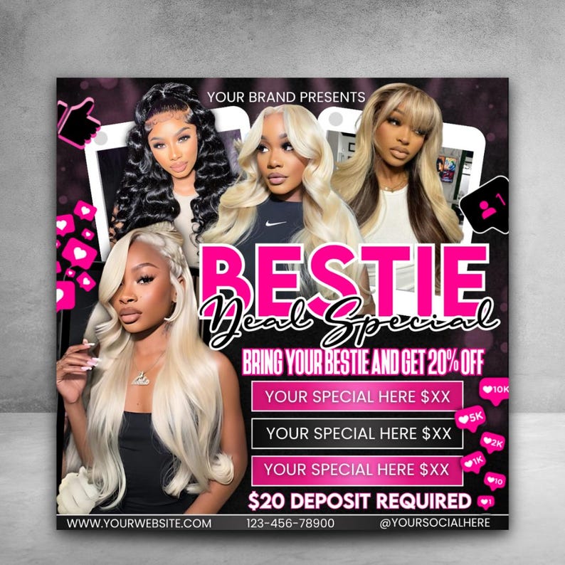 Bring a Friend Sale Flyer, Bestie Deal, Book Now Flyer, Hair Booking ...