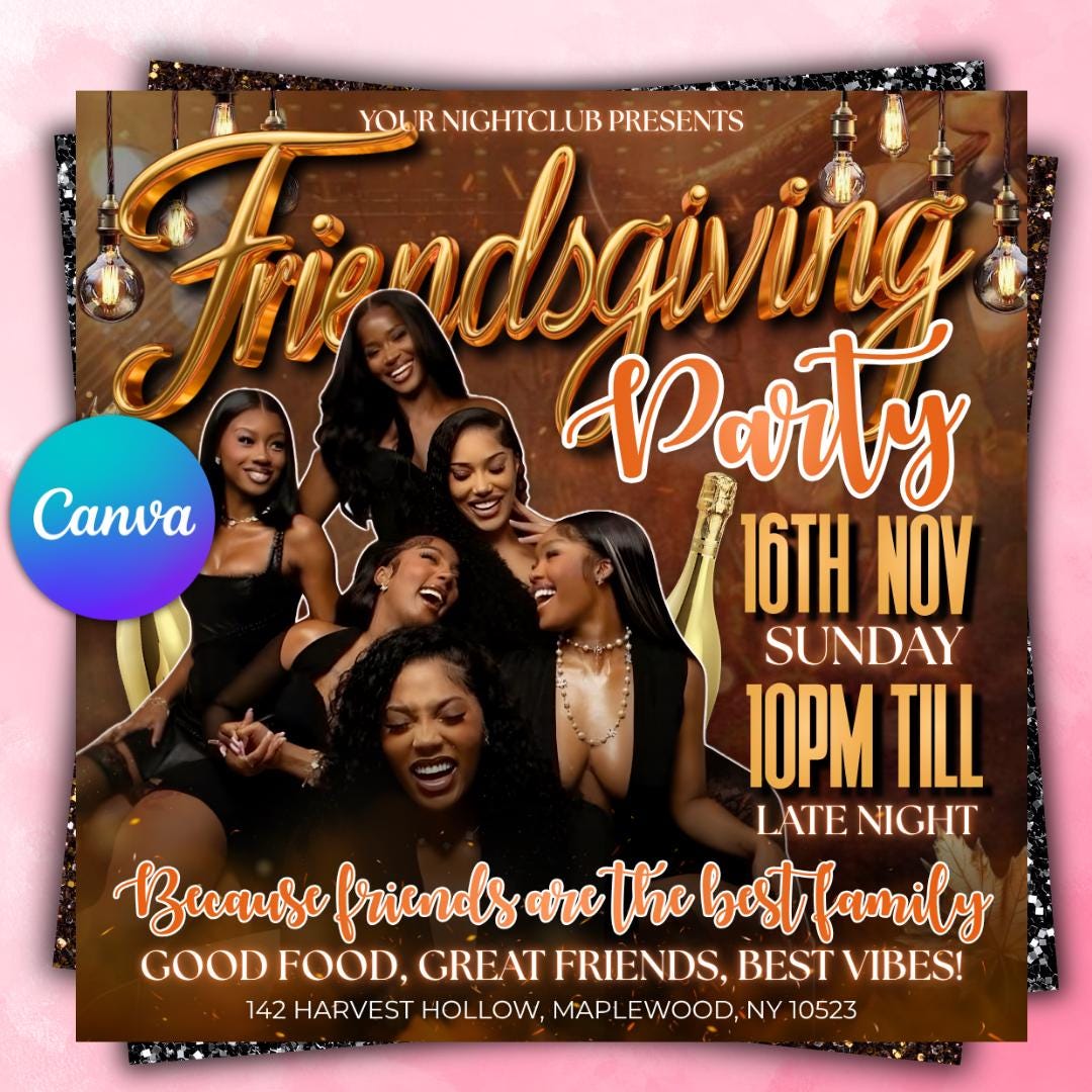 Friendsgiving Flyer Template | Canva Editable | Thanksgiving Party ...
