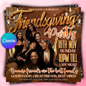 Friendsgiving Flyer Template | Canva Editable | Thanksgiving Party ...