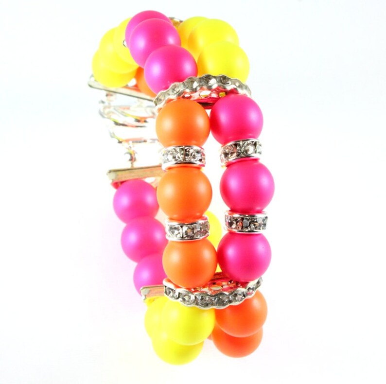 Swarovski Neon Pearl and Rhinestone Bracelet, Neon Swarovski Pearls ...