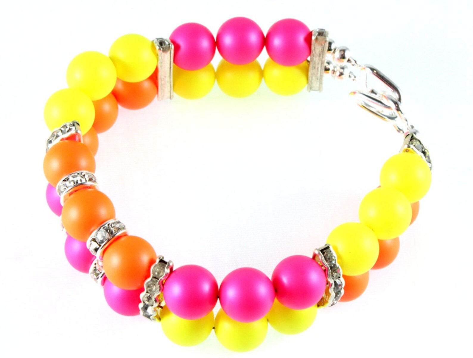 Swarovski Neon Pearl and Rhinestone Bracelet, Neon Swarovski Pearls ...