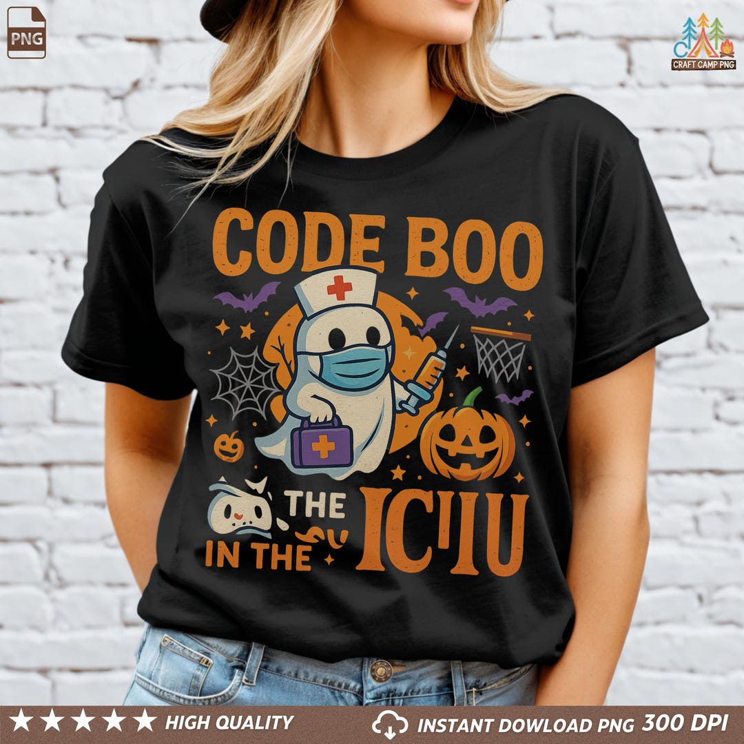 Nurse Ghost Halloween PNG: Code Boo ICU Clipart (digital Download - Etsy