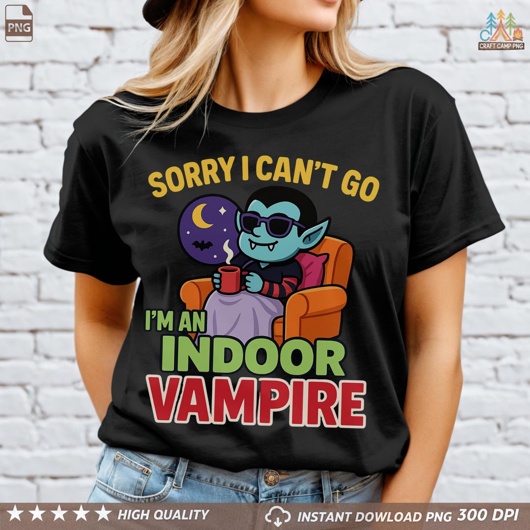 Indoor Vampire PNG: Cozy Goth Clipart for Shirts & Stickers (digital ...